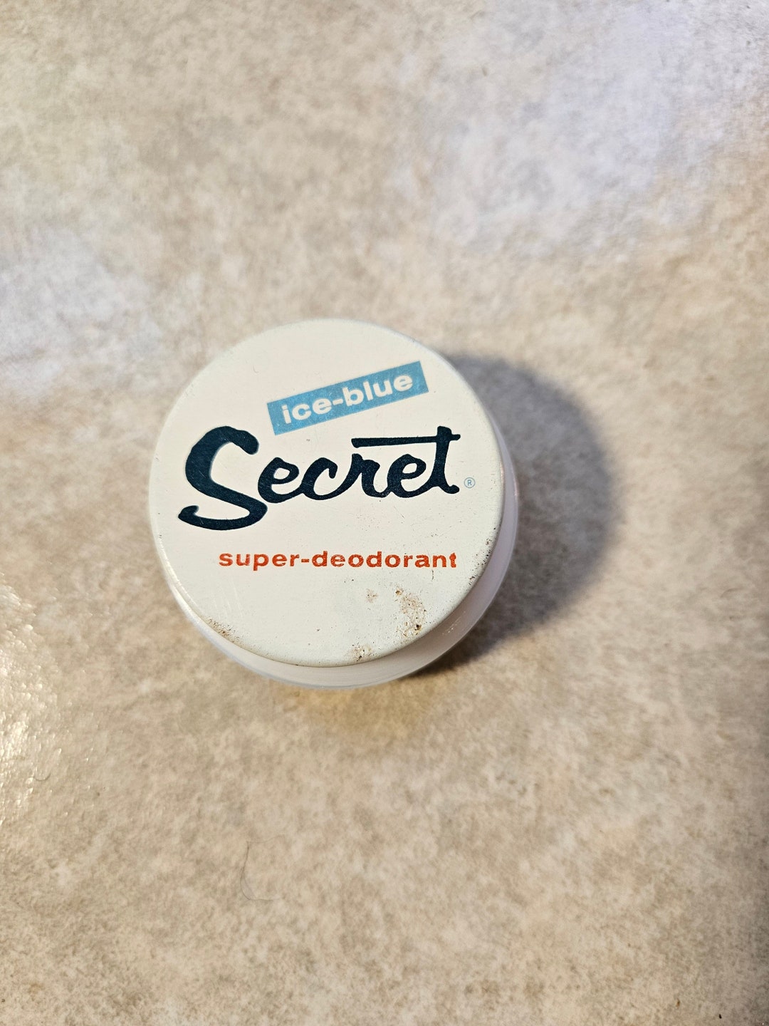 1960's Secret Ice-blue Super Deodorant Milk Glass Jar and Metal Lid ...