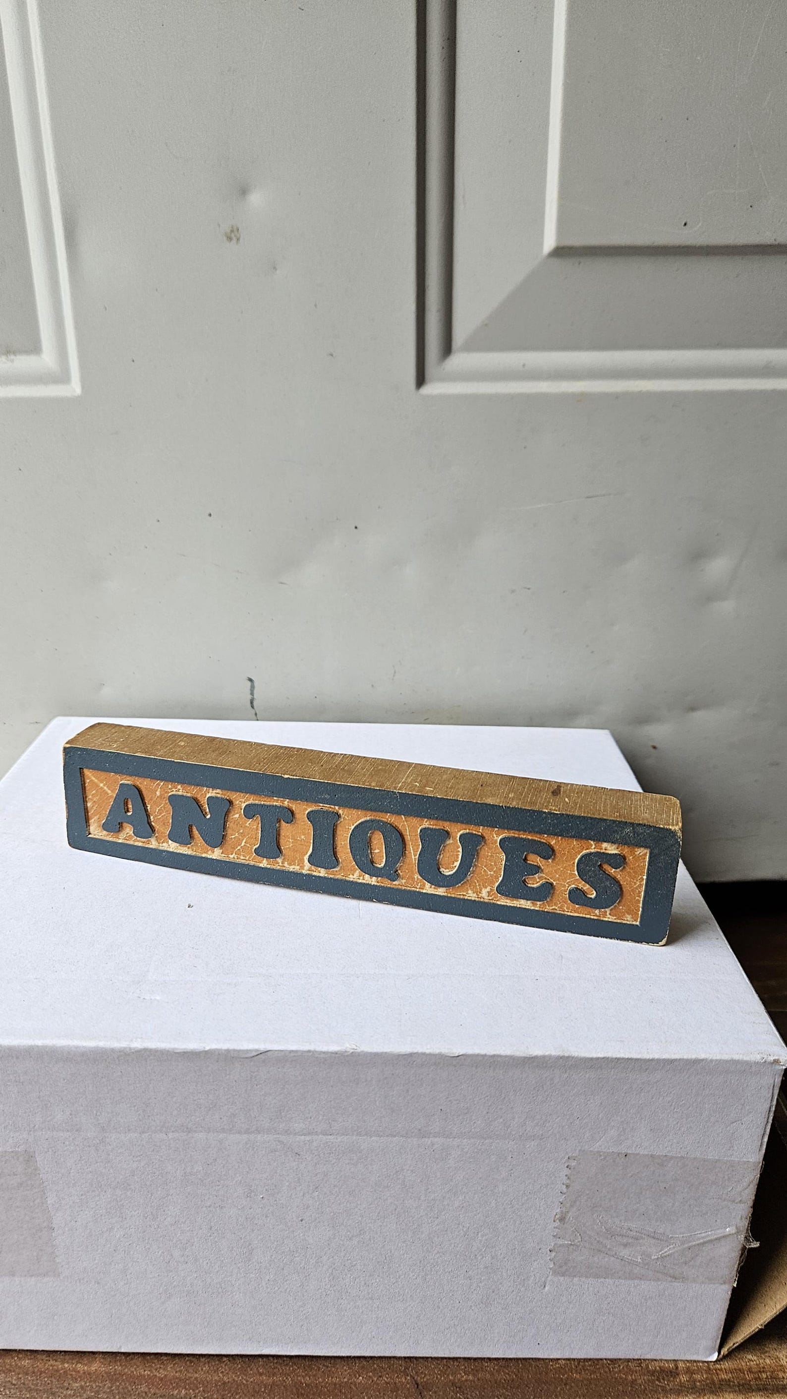Vintage Wood Small Block Sign Antiques Sign Horizontal Sign - Etsy