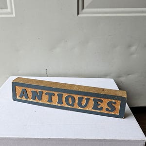 Vintage Wood Small Block Sign Antiques Sign Horizontal Sign - Etsy