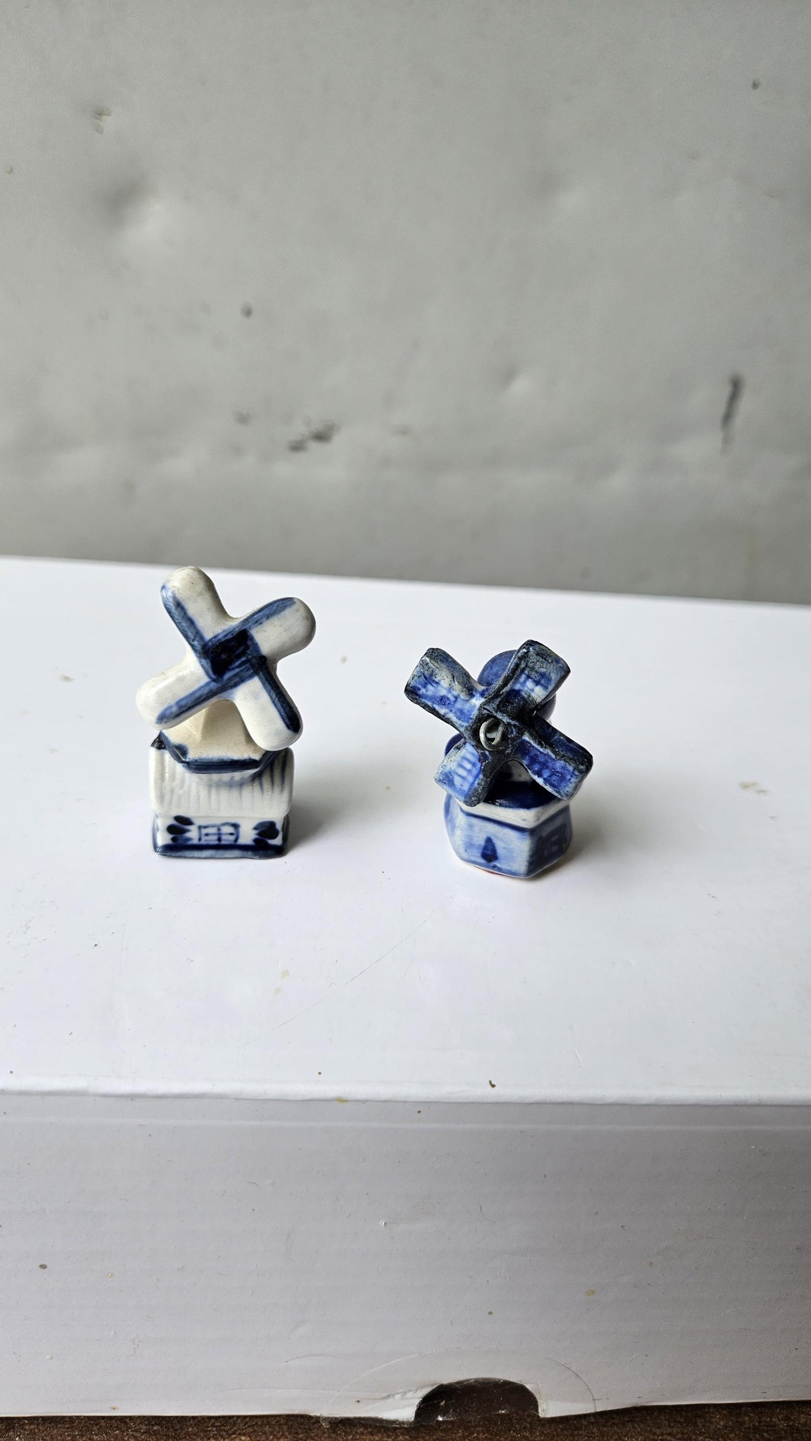 Blue Delft Porcelain Miniature Set of 2 Hand Painted Windmill Delft ...