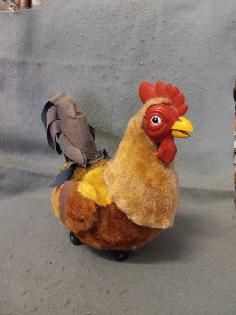 Vintage Old Metal Chicken Toy Marx With Rollers Old Rooster - Etsy