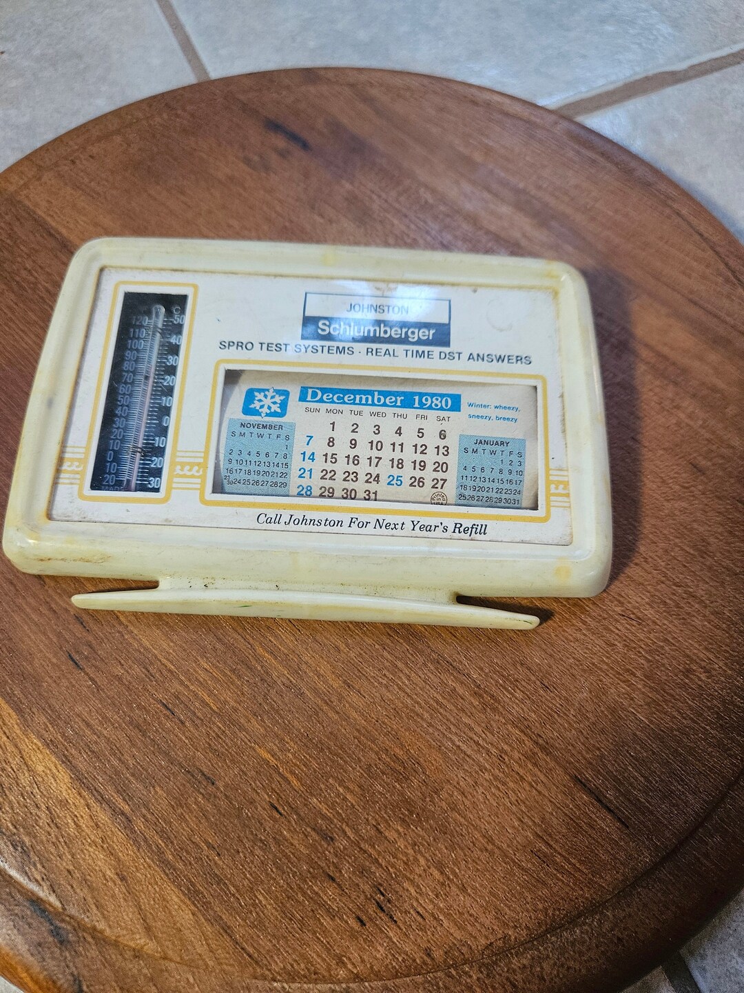 Vintage 1980 Schlumberger Thermometer and Calendar. Bin # 76X - Etsy