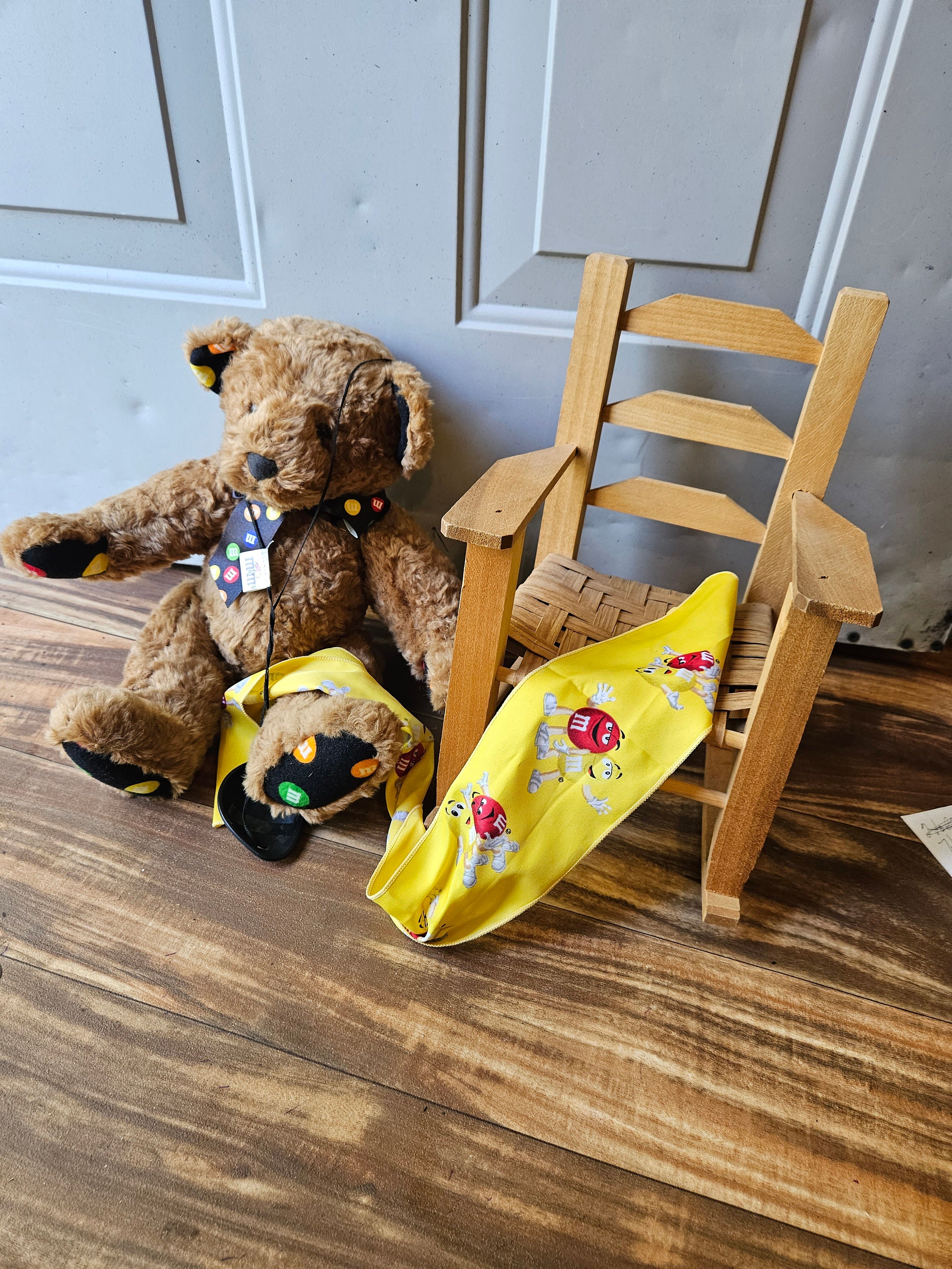 M&M Candy Collectible Brown Teddy Bear Sitting in Chair Fully Jointed ...