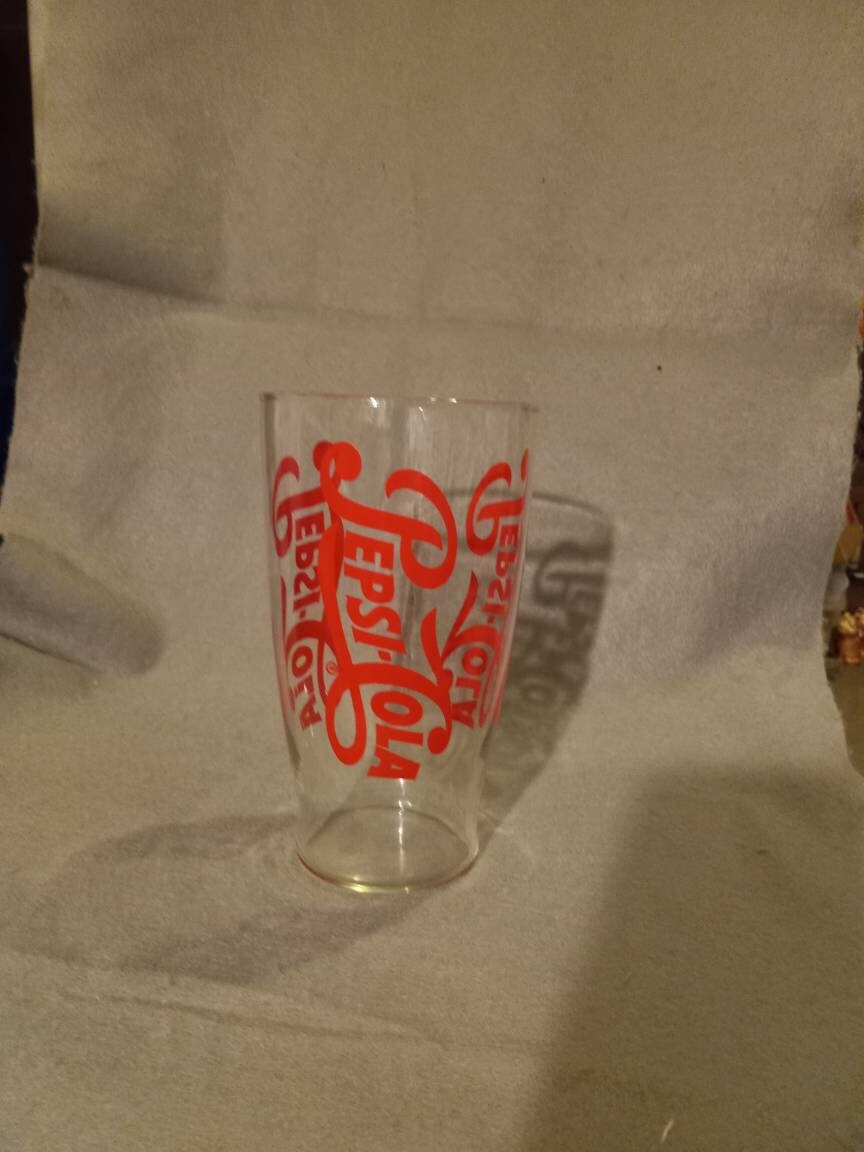 Pepsi-cola Glass Pepsi Cola Beverage Large Clear Glass With Red Letters ...