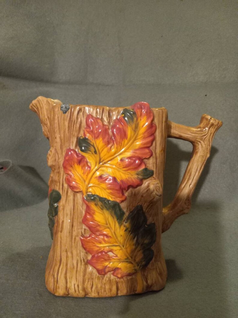 Vintage Flowered Look Pitcher With Leaves Pitcher - Etsy