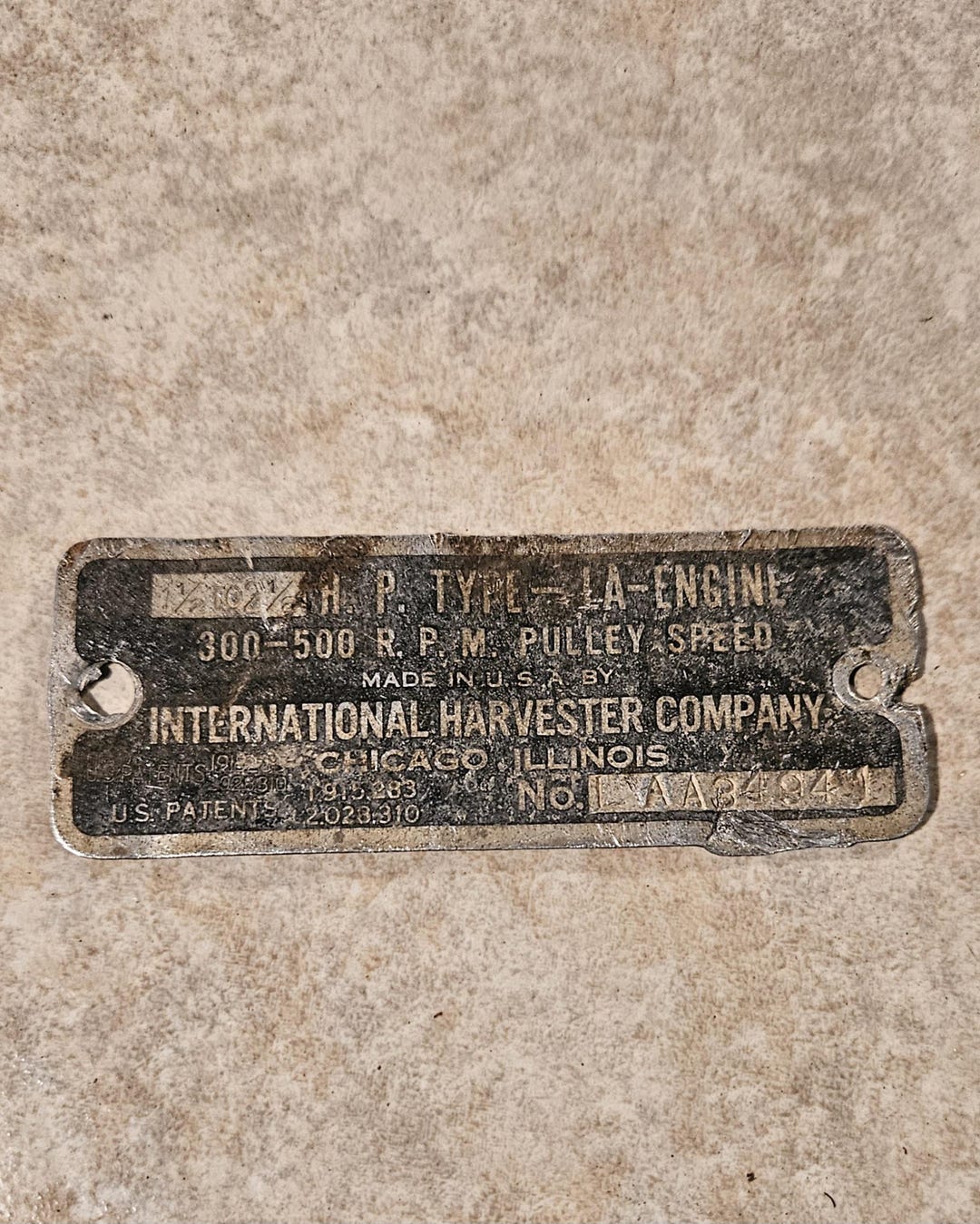 International Harvester IHC LB Name Plate Engine Tag Gas Motor Chicago ...