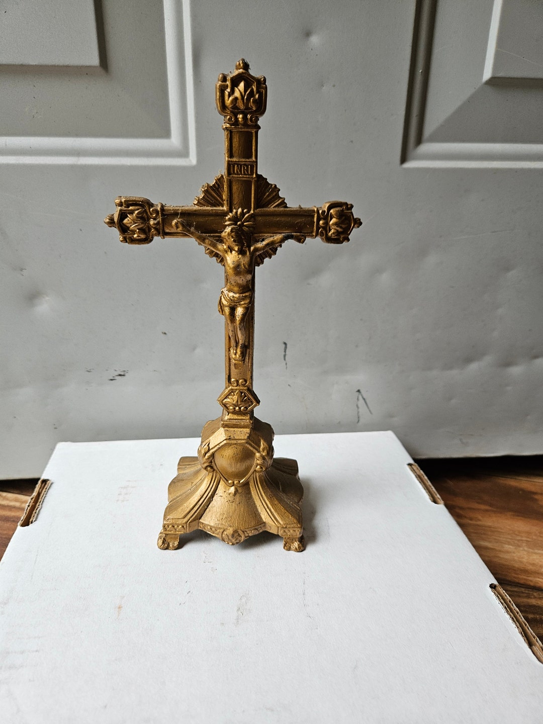 Metal Iron Crucifix Church Cross on Stand Crucifix - Etsy