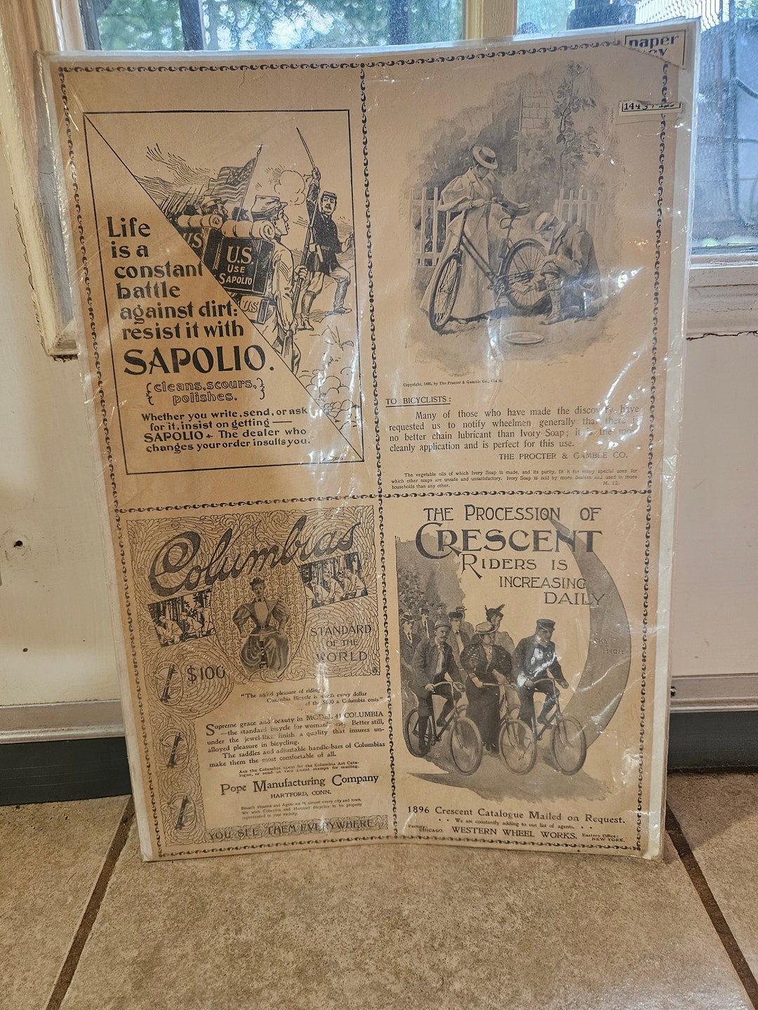 Vintage Advertising Print, Sapolio, Proctor & Gamble, Bicycle Ads Bin ...