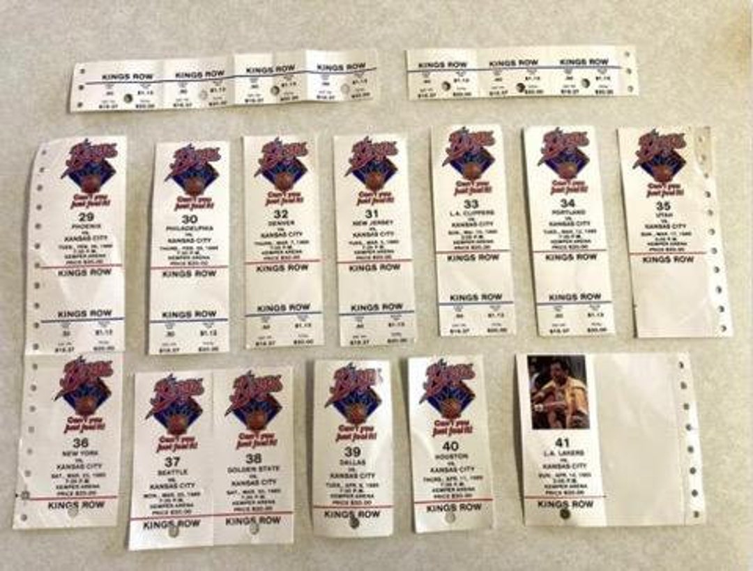 1985 Kansas City Kings (sacramento Kings) NBA Team Tickets Row Tickets ...