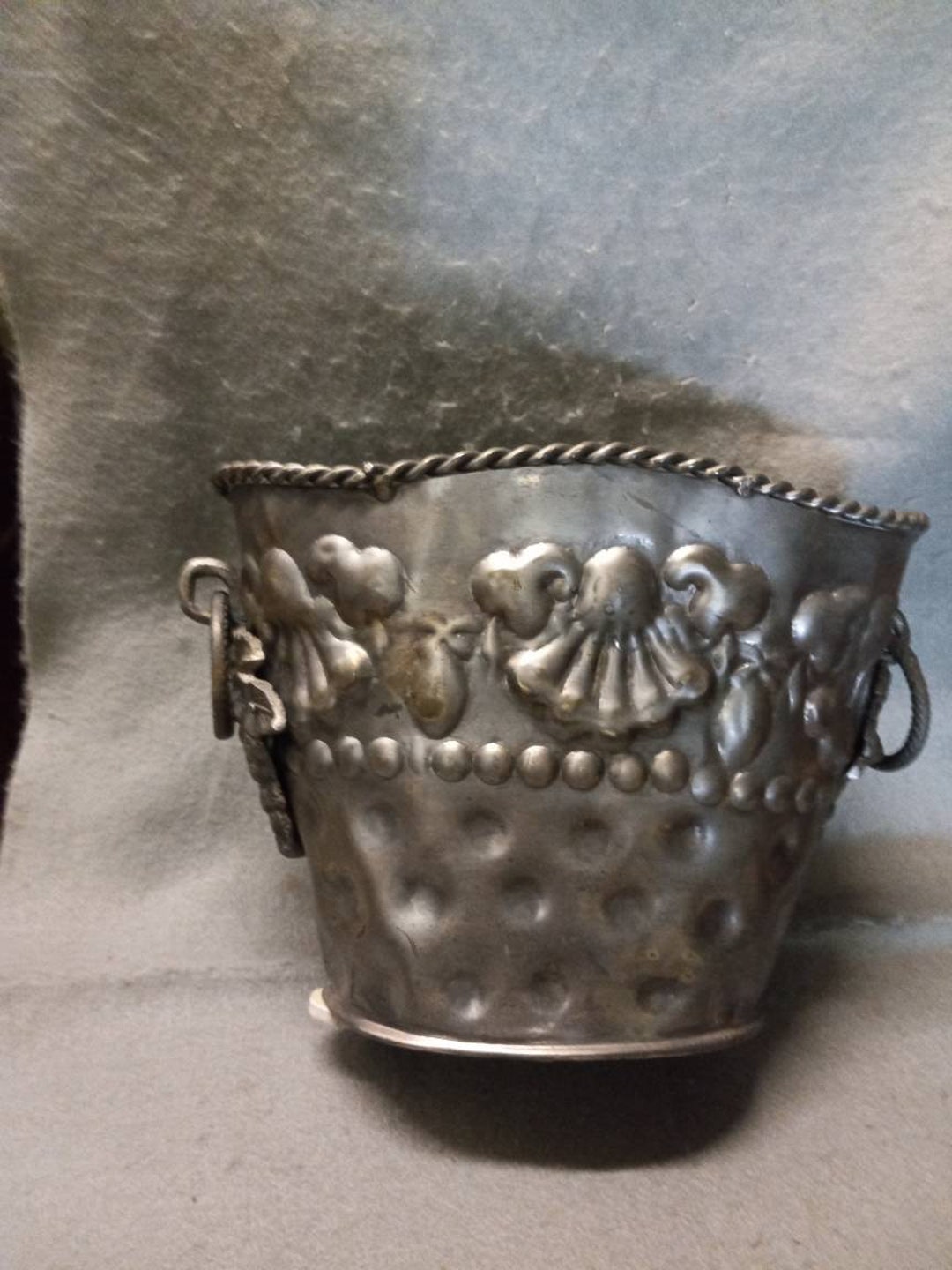 Pewter Metal Pewter Look Basket Planter Holder Planter - Etsy