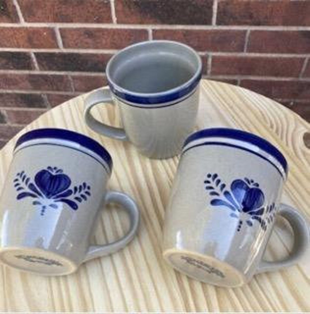 Salt Glaze Stoneware Coffee Mugs "home Sweet Home", Dark Blue Heart ...