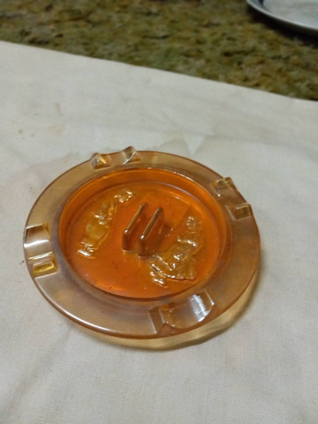 Carnival Glass Marigold Glass Ashtray Dutch Boy and Dutch Girl With ...