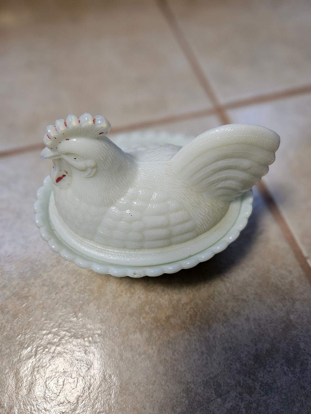 Hen on the Nest White Nesting Hen With Red Comb, Hen on the Nest. Bin ...