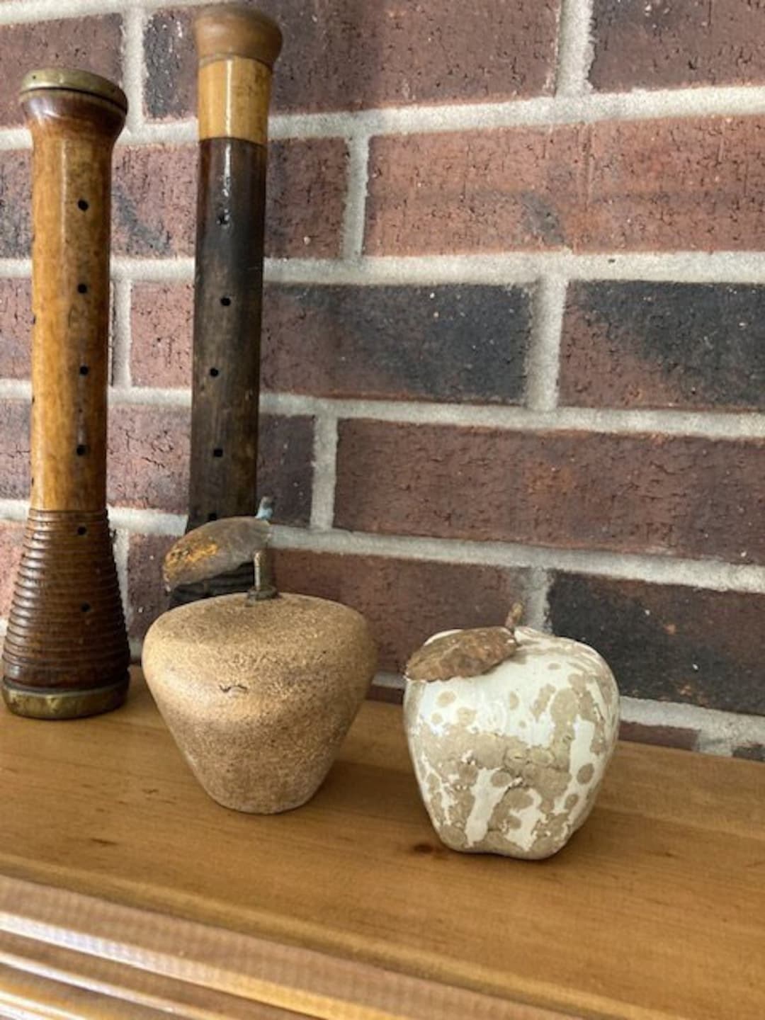 Vintage Foreside of Gorham Maine Pottery Apples With Metal Rusty Stems ...