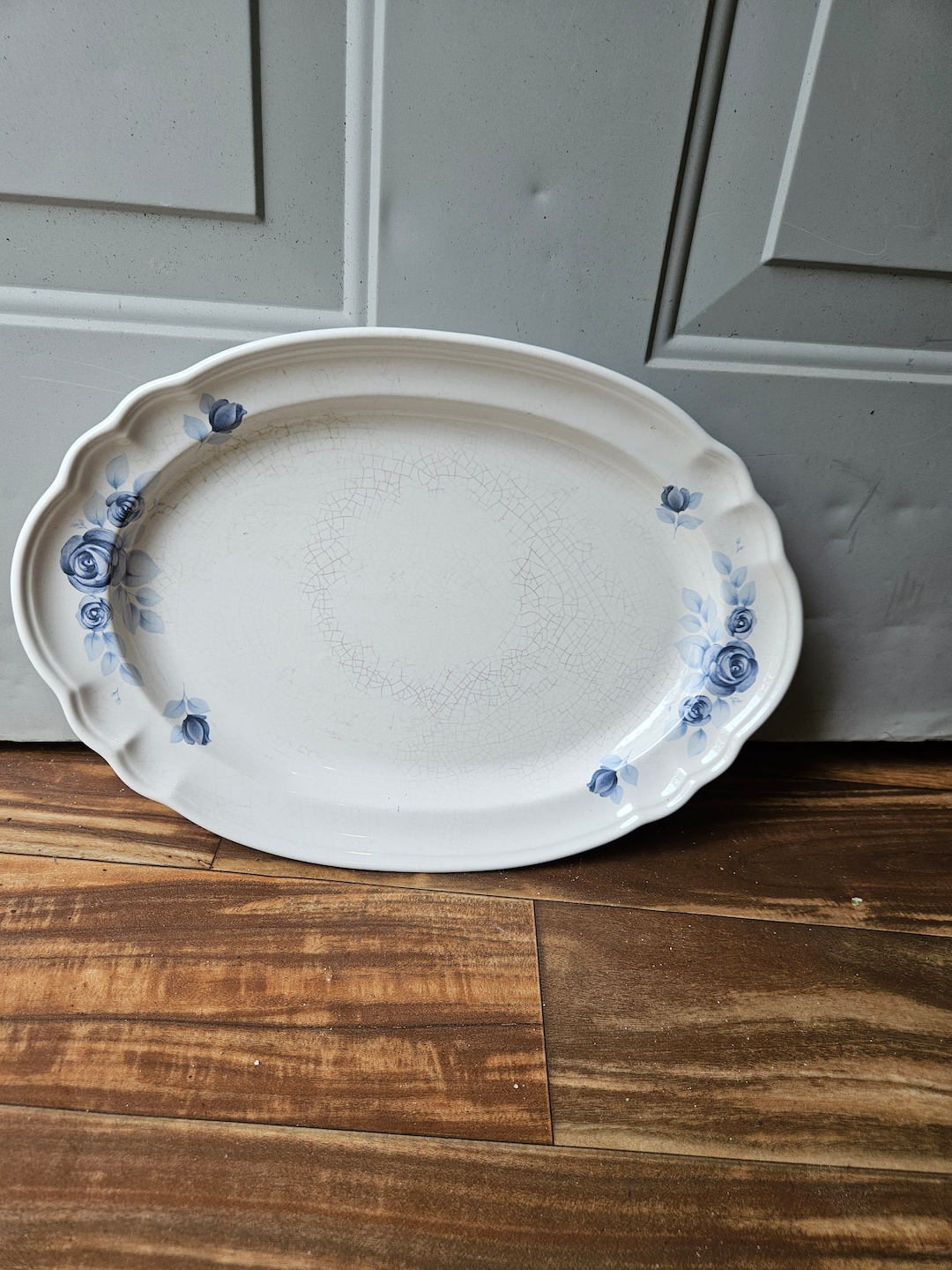 Pfaltzgraff Blue Grey Rose Dinner Platter Copyright USA - Etsy