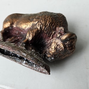 Buffalo Bonded Pecan Shells Sculpture Vintage Rare Buffalo Figurine ...