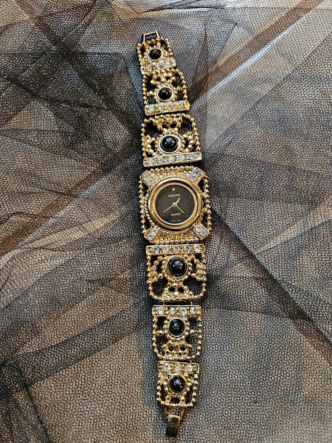 Vintage Women's Gold-tone Bracelet Watch With Stones or Crystals ...