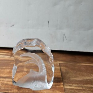 Crystal Glass Long Horn Ram Paper Weight Sculpture Ram (nybro Sweden ...