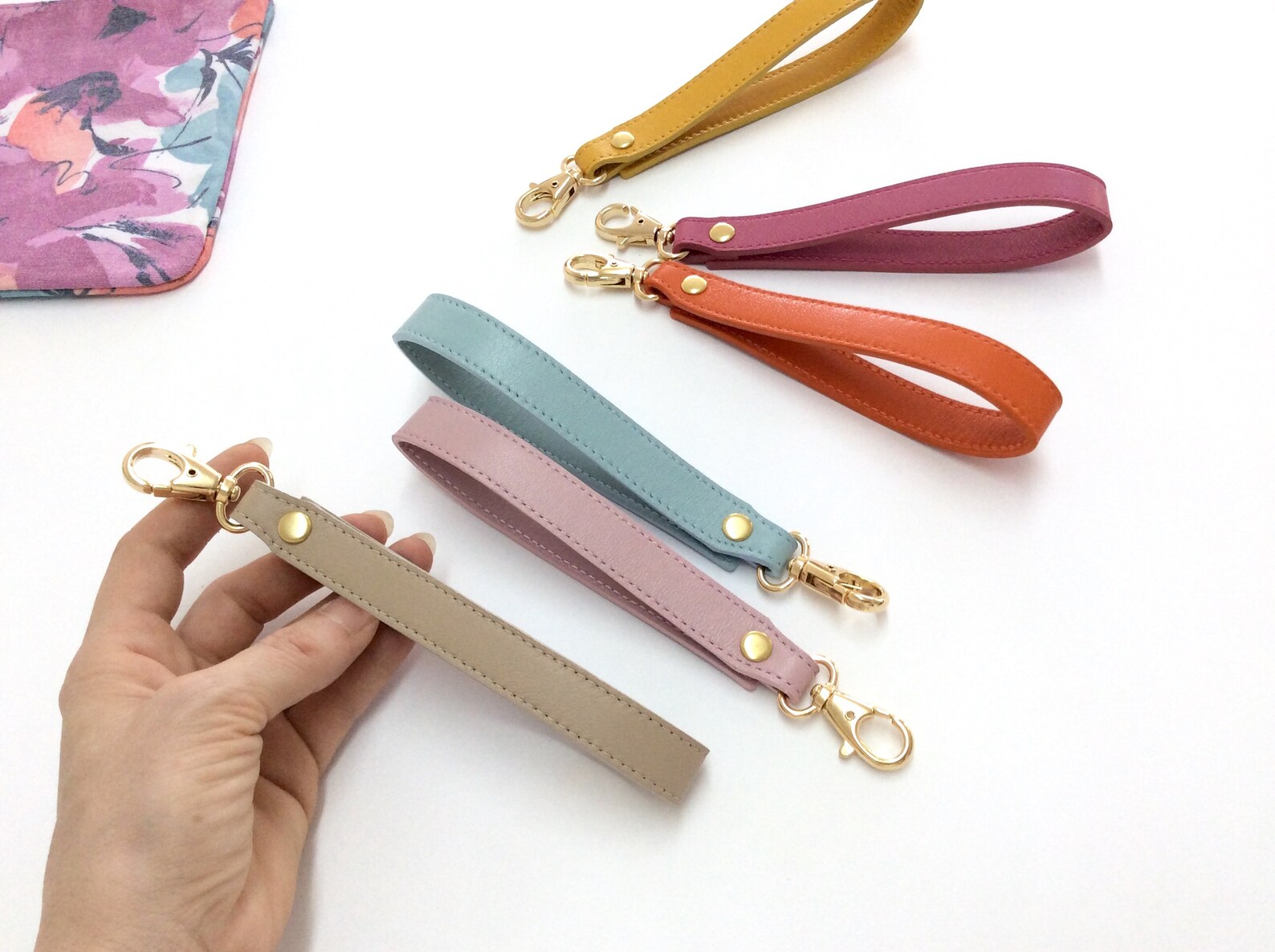 Wristlet keychain leather wristlet strap for phone wallet | Etsy