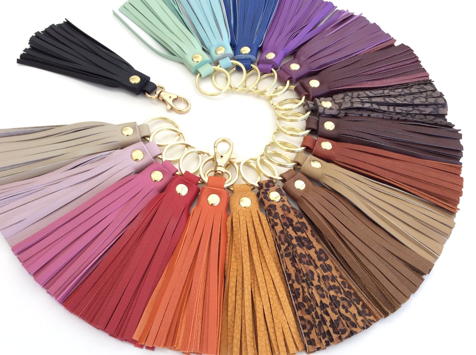 Leather Tassel Keychain. Leather Key Fob.leather Tassel - Etsy