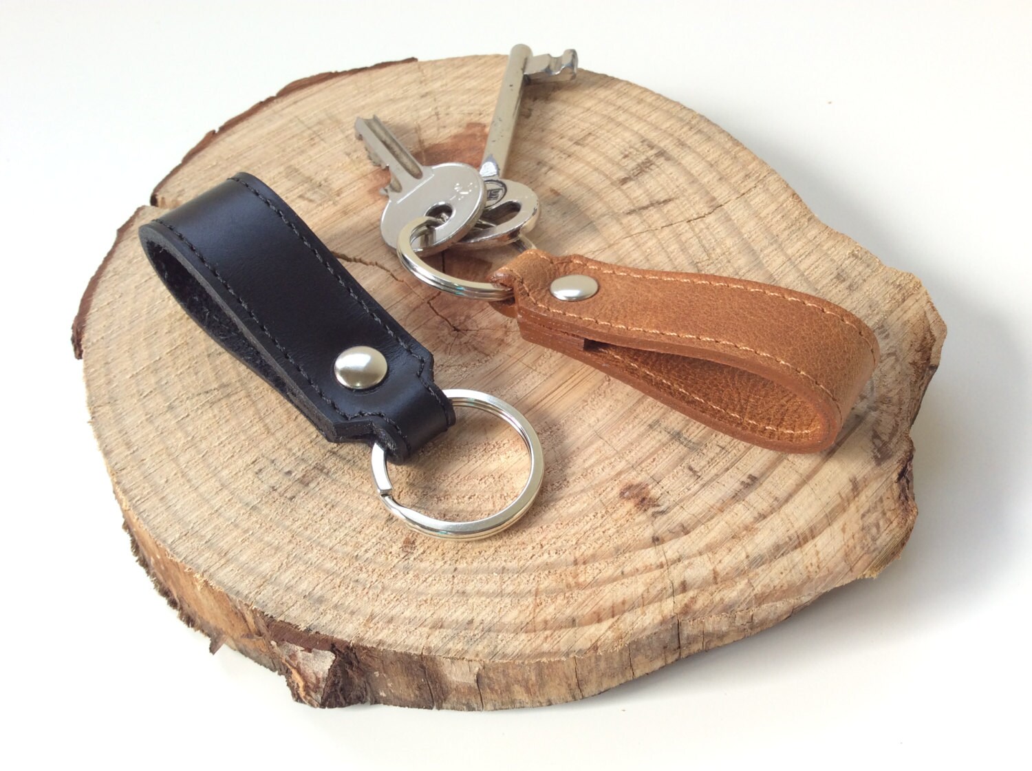 Mens Leather keychain. Unisex leather keychain. Womens leather | Etsy
