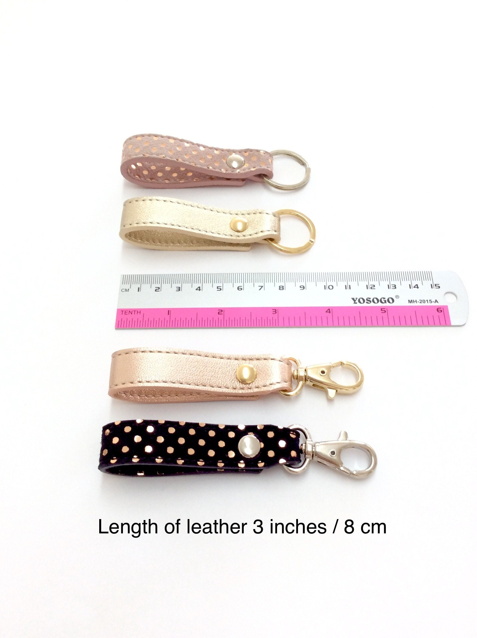 Leather Keychain. Leather Keychain for Women. Gold Leather - Etsy