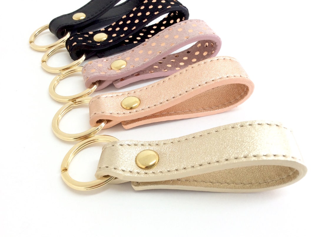 Small Leather Keychain for Women, 3rd Anniversary Gift for Wife, Suede ...