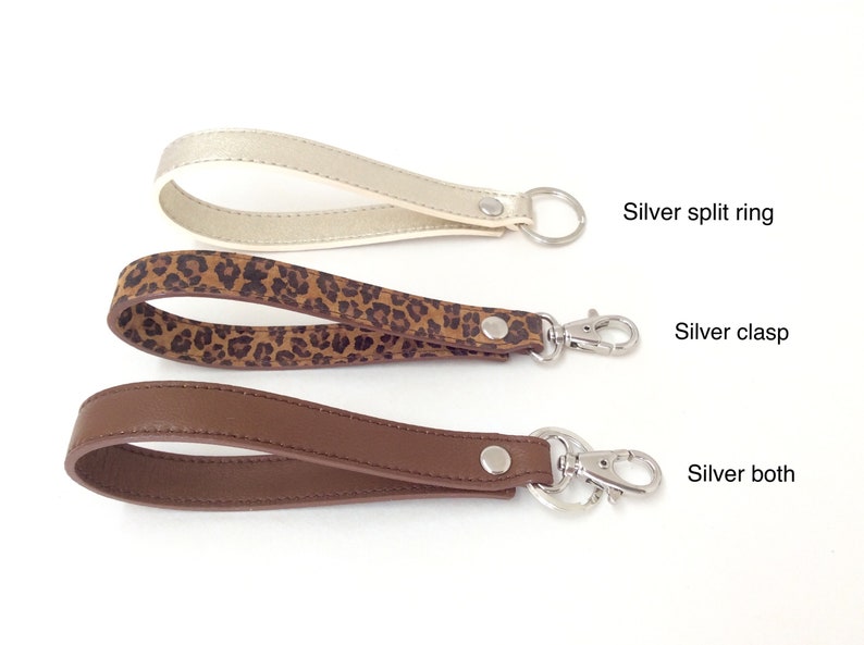 Handmade 6" Leather Wristlet Keychain: Metallic Key Fob - Etsy