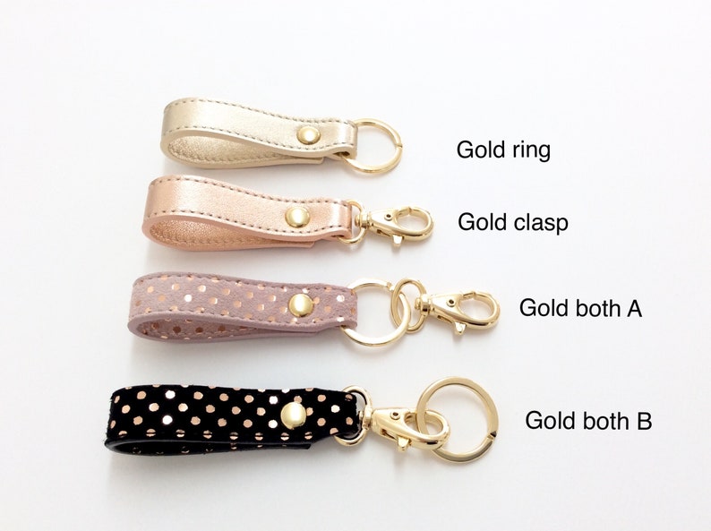 Leather Keychain. Leather Keychain for Women. Gold Leather - Etsy