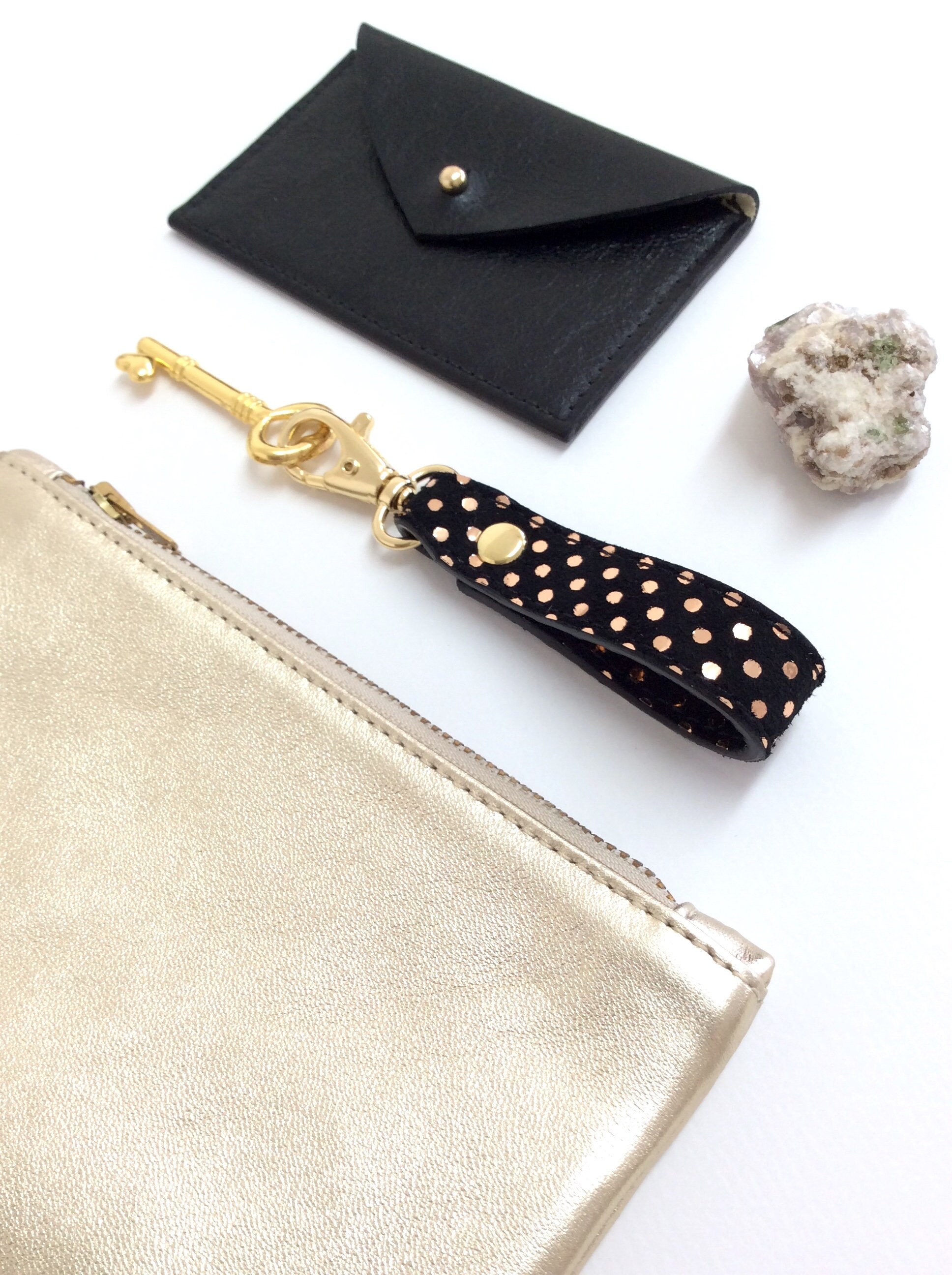 Leather Keychain. Leather Keychain for Women. Gold Leather - Etsy
