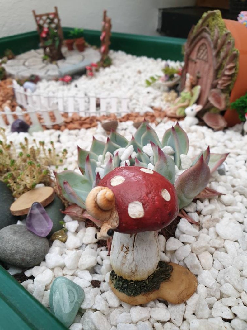 Toadstool With Snail.fairy Garden Decoration. Miniature Toadstool ...
