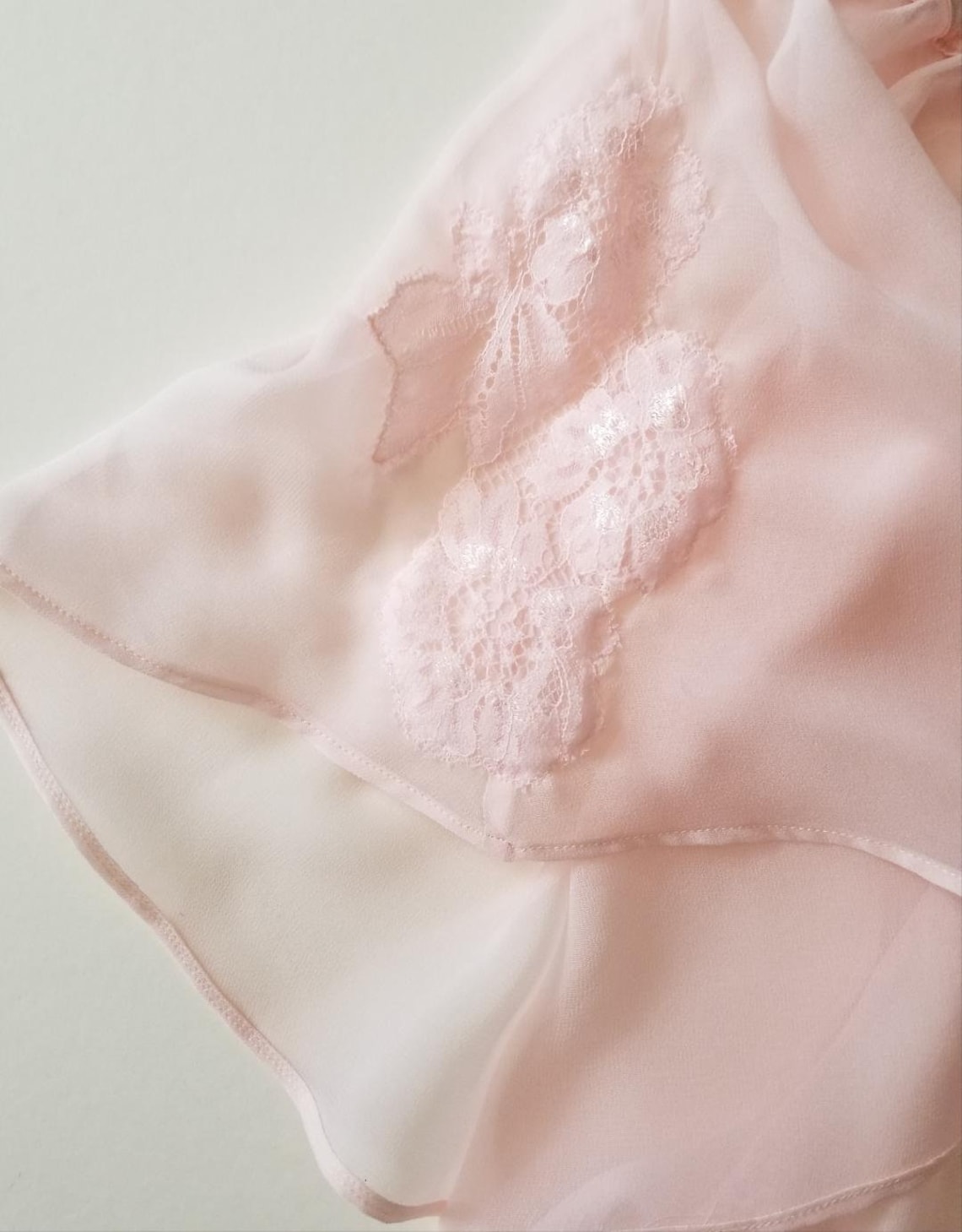 Hand Made Vintage Style Pale Pink Silk Chiffon and Silk Satin Tap Pants ...