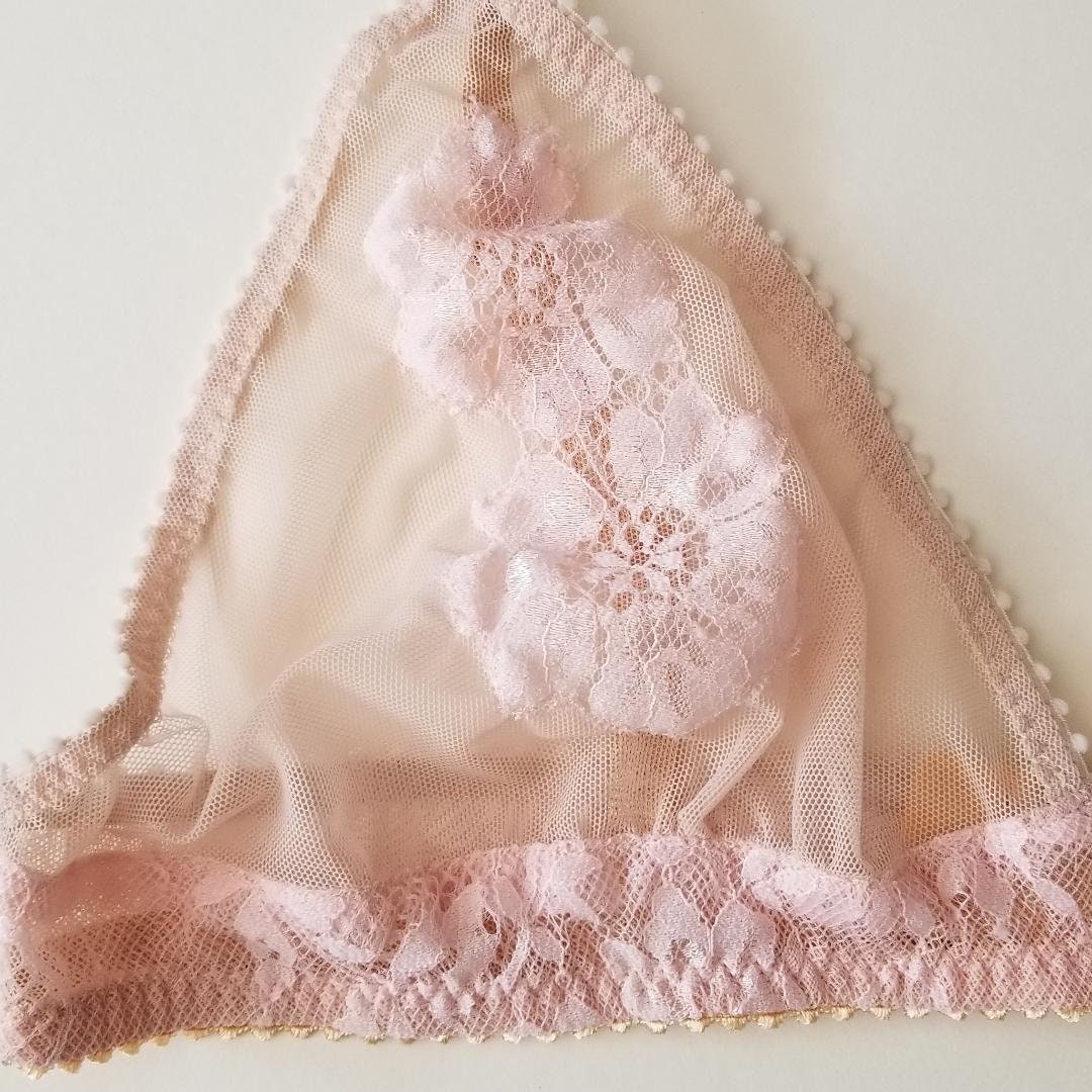 Sheer Skin Tone Cup Bralette With Lace Applique and Band - Etsy