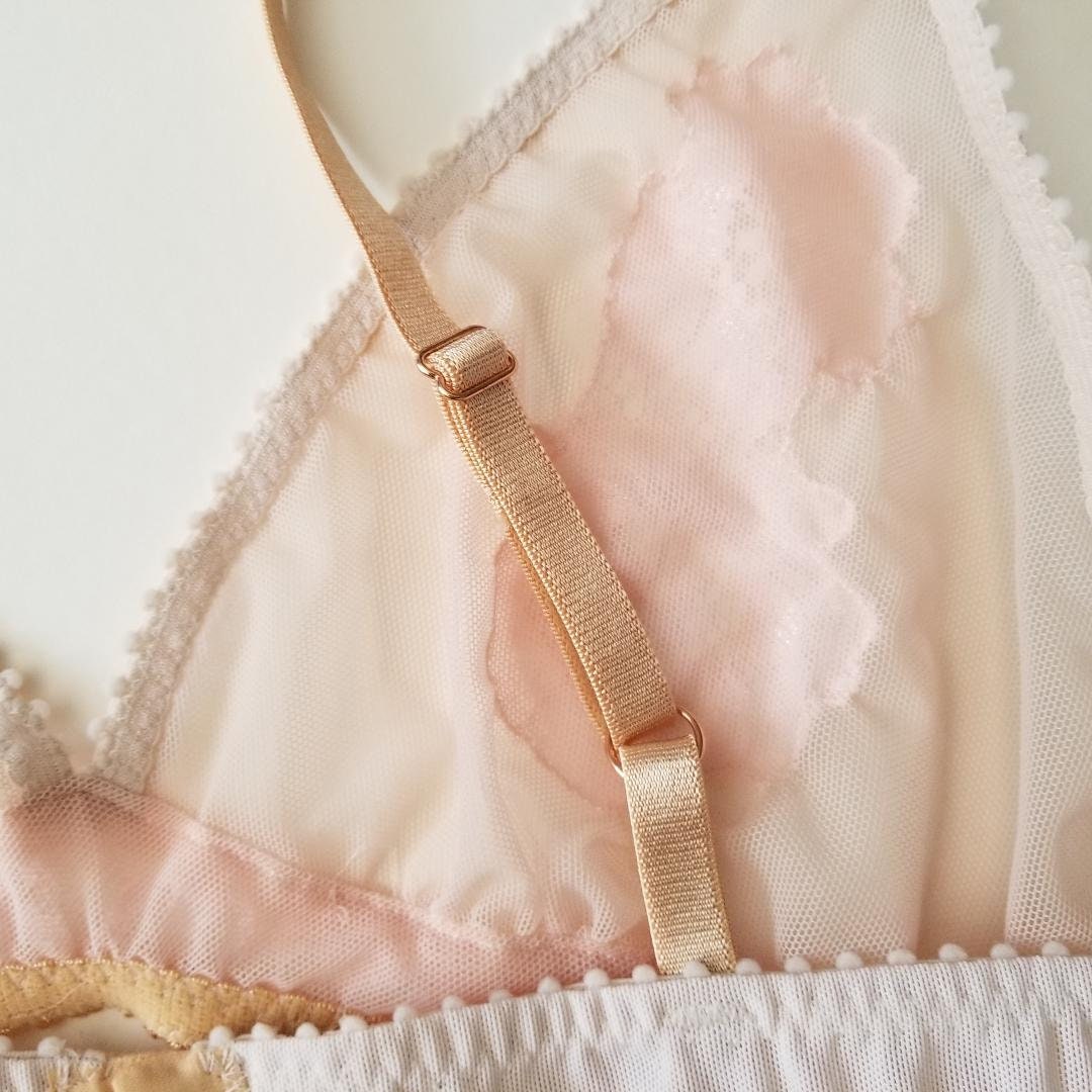 Sheer Skin Tone Cup Bralette With Lace Applique and Band - Etsy