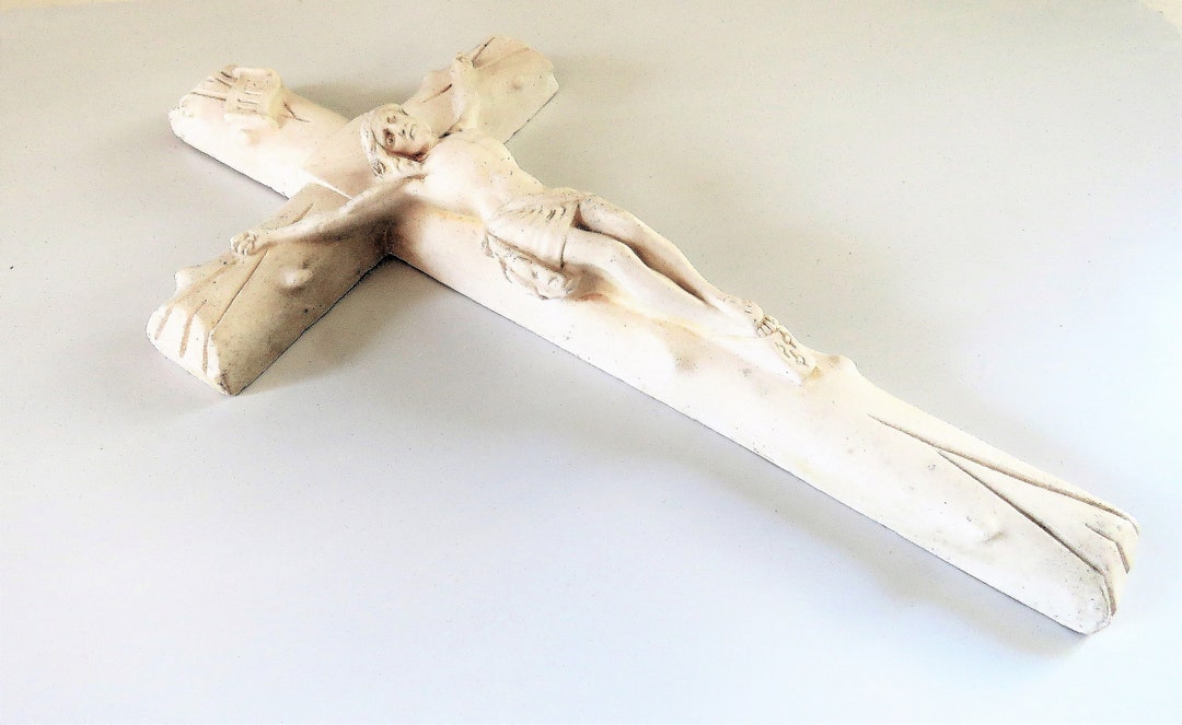 Antique French White Plaster Crucifix Plaster White Crucifix - Etsy