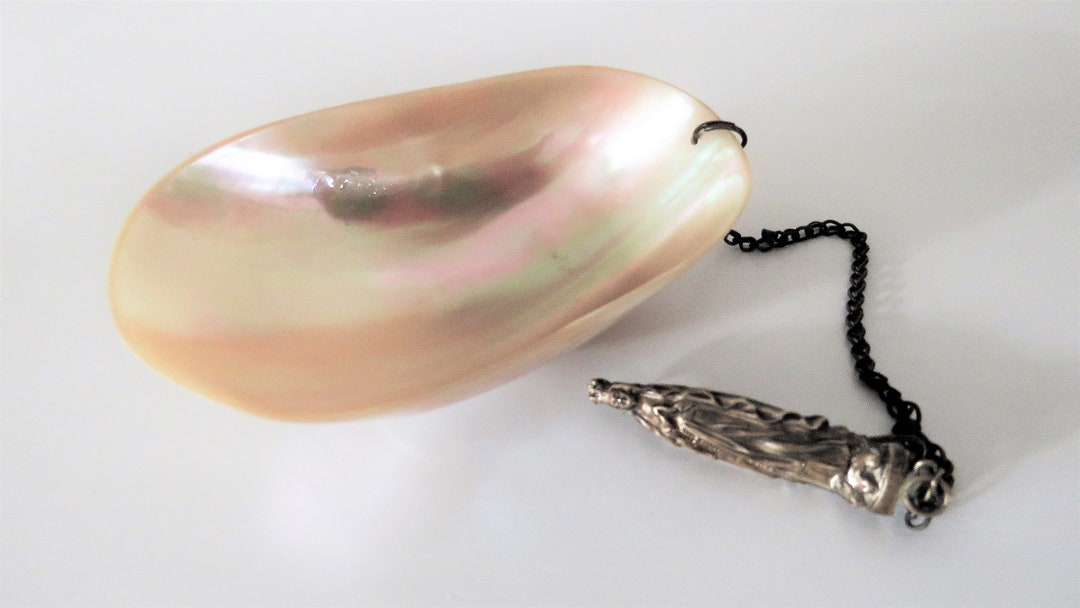 Antique French Mother of Pearl Clam Shell Lourdes Chatelaine - Etsy
