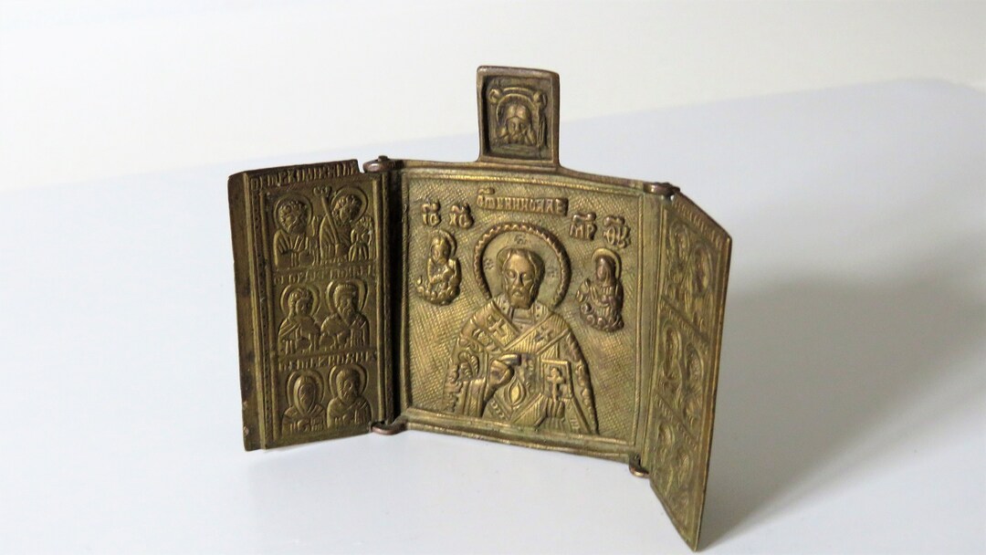 Bronze Russian Triptych, St. Nicholas Triptych, Travel Triptych - Etsy