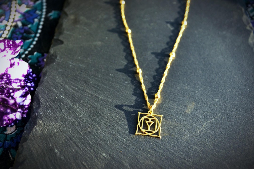 Muladhara Root Chakra Necklace - Gold Chakra Charm Necklace for Healing ...