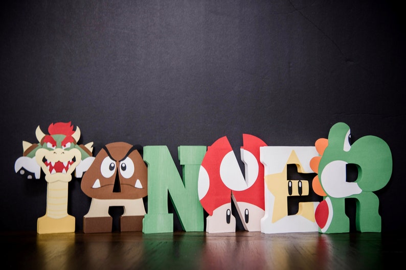Super Mario Brothers WOODEN Letters - Cost is per Letter - Etsy