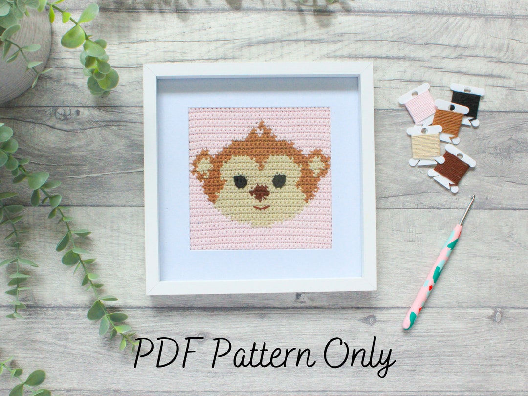 Crochet Framed Picture Pattern | Monty the Monkey | Safari Nursery ...