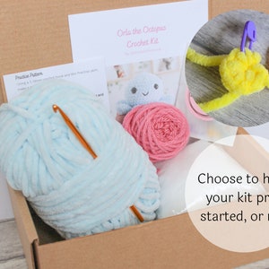Beginner Crochet Kit Blue Fluffy Amigurumi Octopus Craft Kit Patterns ...
