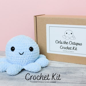 Beginner Crochet Kit Blue Fluffy Amigurumi Octopus Craft Kit Patterns ...