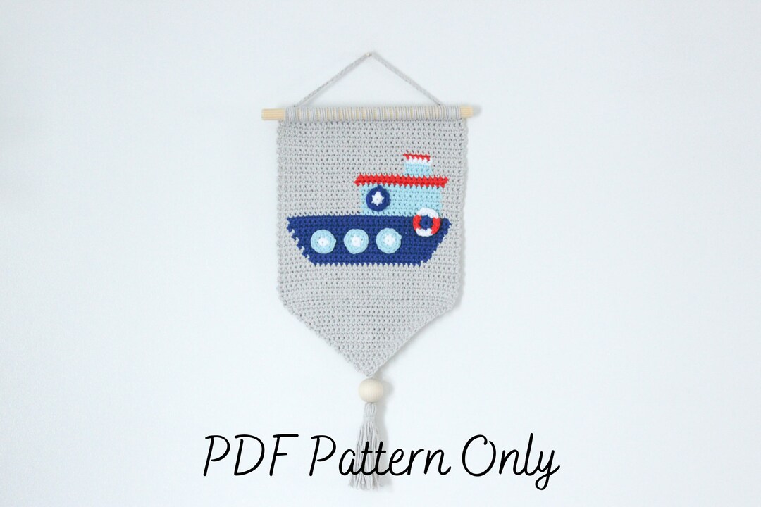 Crochet Wall Hanging Pattern | Tugboat Wall Hanging | Tapestry ...