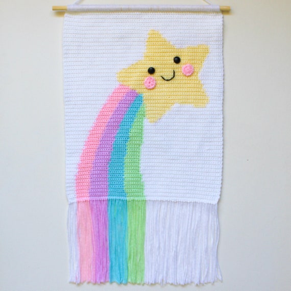 Tapestry Crochet Pattern Rainbow Star Wall Hanging Crochet | Etsy