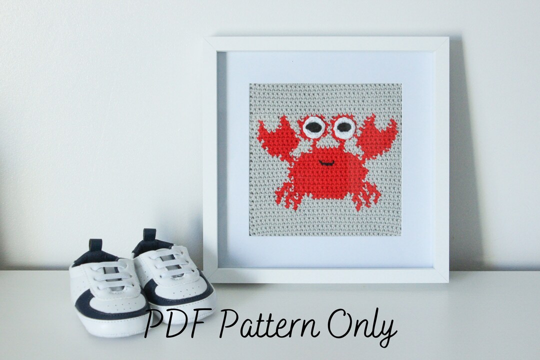 Crochet Framed Picture Pattern | Red Crab Wall Art | Tapestry ...