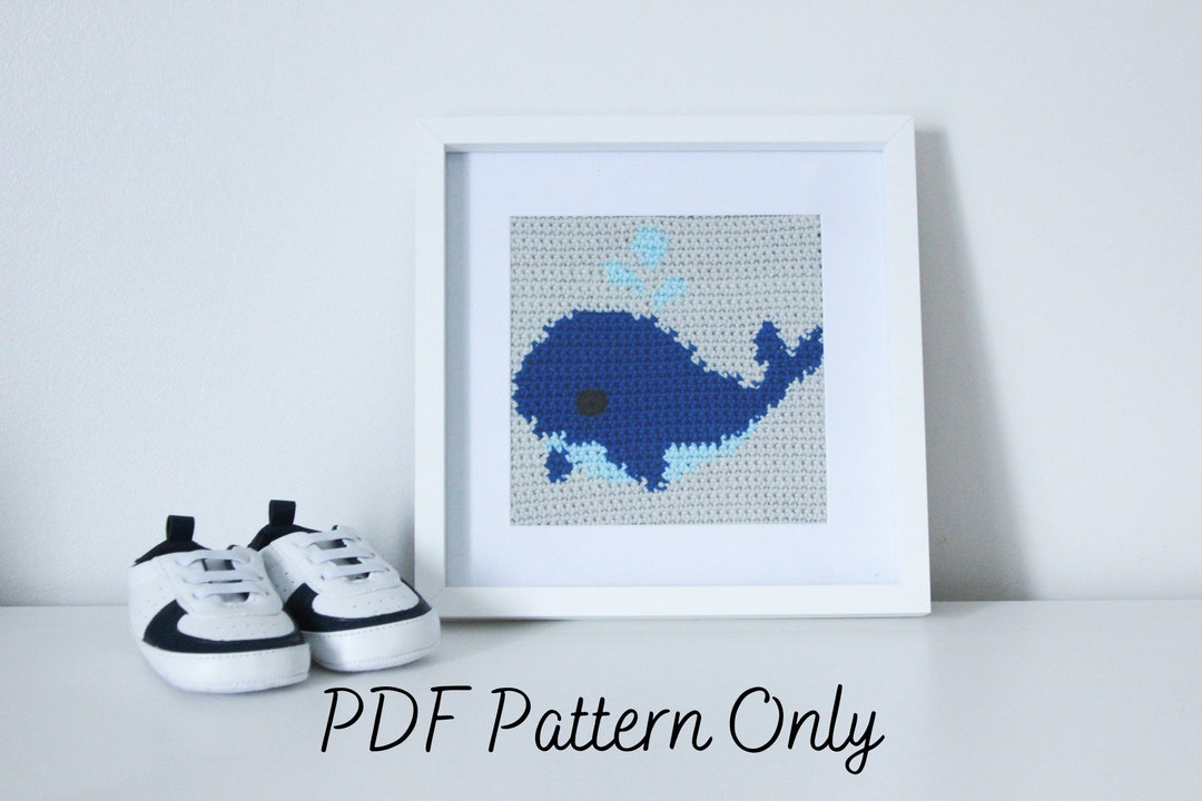 Crochet Framed Picture Pattern | Whale Wall Art | Tapestry | Intarsia ...
