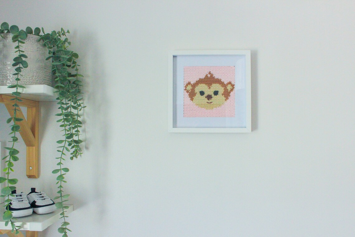 Crochet Framed Picture Pattern | Monty the Monkey | Safari Nursery ...