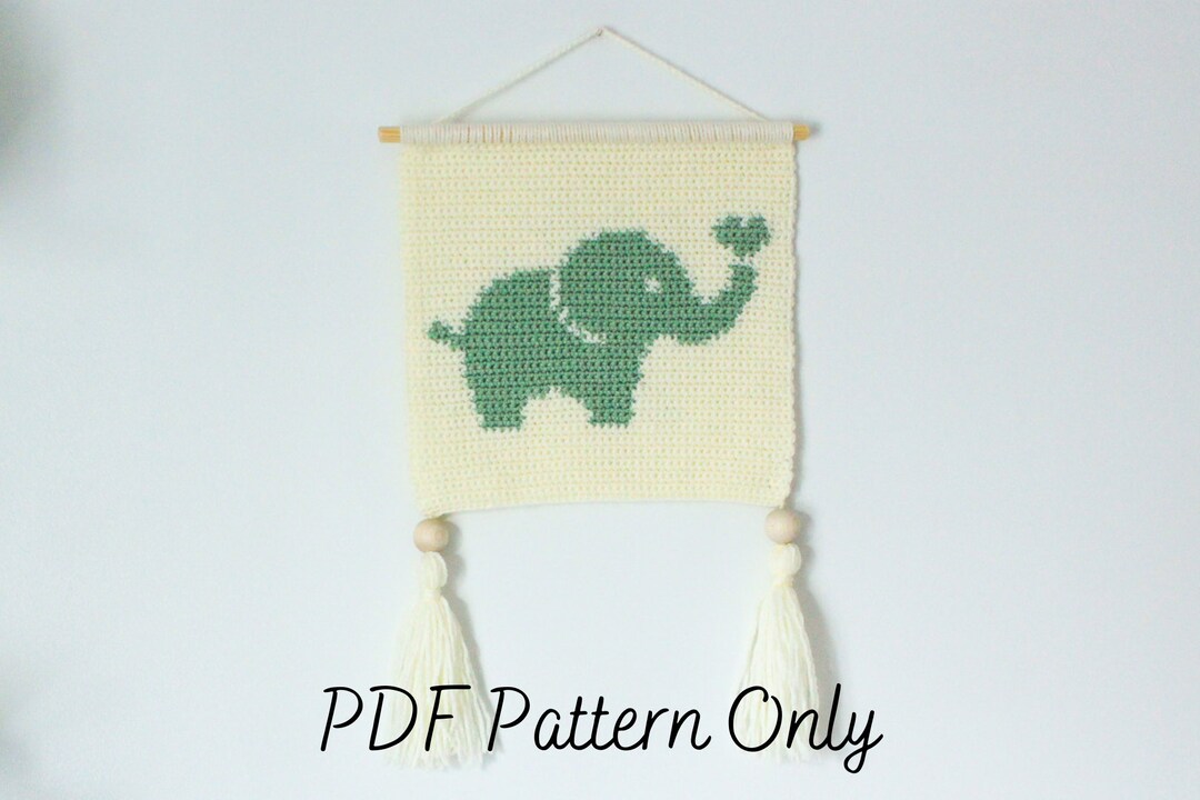 Crochet Wall Hanging Pattern | Elephant Love Wall Hanging | Tapestry ...