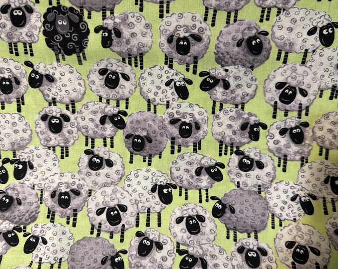 Lewe the Ewe 45” Cotton Fabric Susybee. Sheep Black Sheep . Great for ...