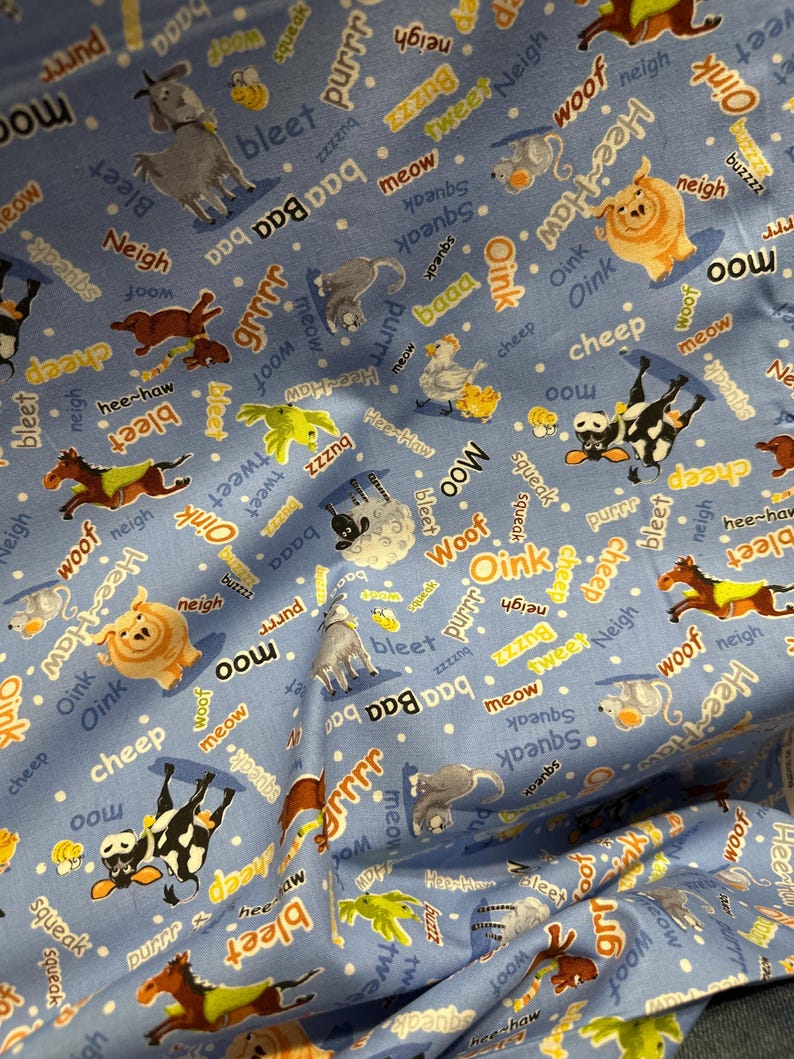 Barnyard Blues 45” Cotton Fabric Susybee . Great for Quilts, Table ...